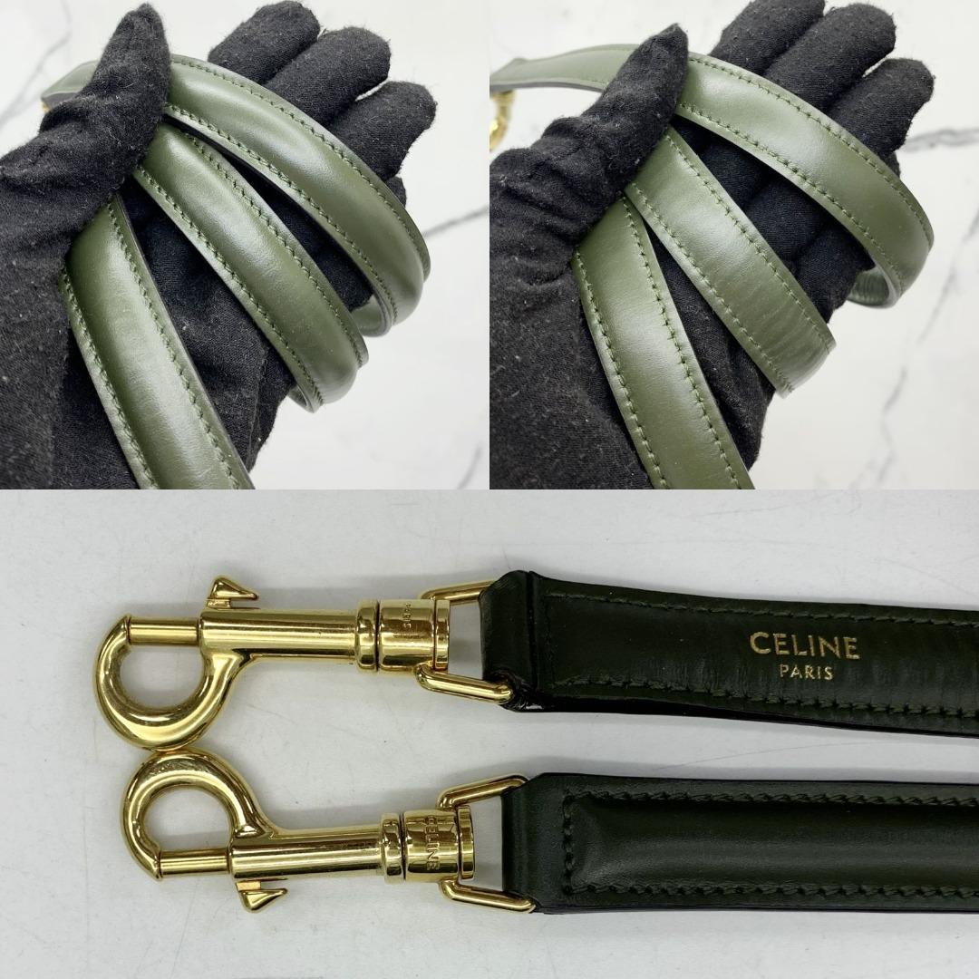 CELINE GREEN CALF CLASSIQUE 16 2WAY SMOOTH SHOULDER BAG 227020992 ...