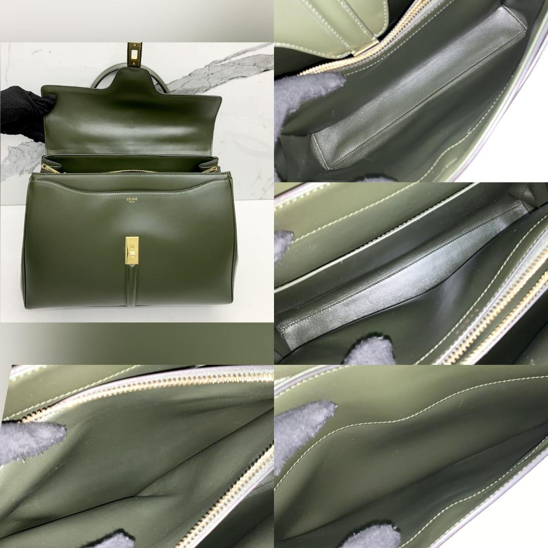 CELINE GREEN CALF CLASSIQUE 16 2WAY SMOOTH SHOULDER BAG 227020992 ...