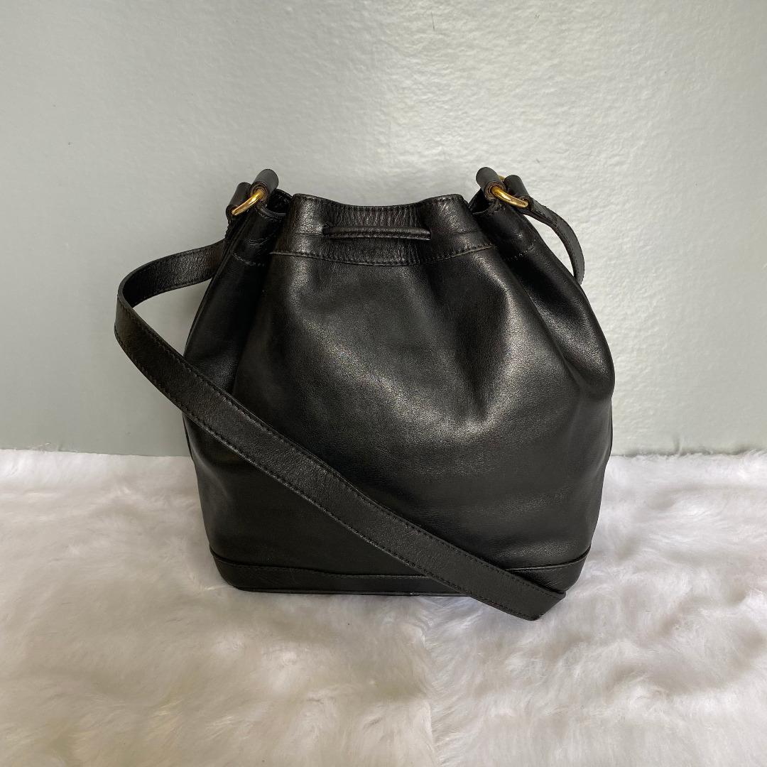 Celine Paris Vintage Black Leather Bucket Shoulder Bag, Women's Fashion ...