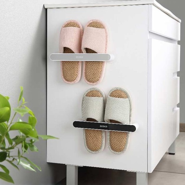 Easy Punching Slippers Rack Wall Hanger Shoe Storage Bathroom Bedroom ...