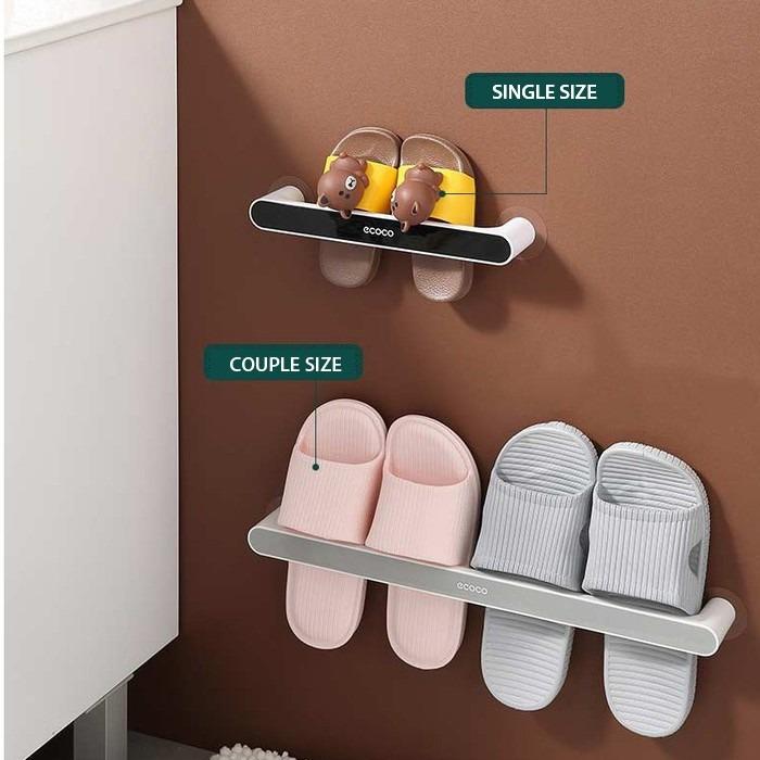 Easy Punching Slippers Rack Wall Hanger Shoe Storage Bathroom Bedroom ...
