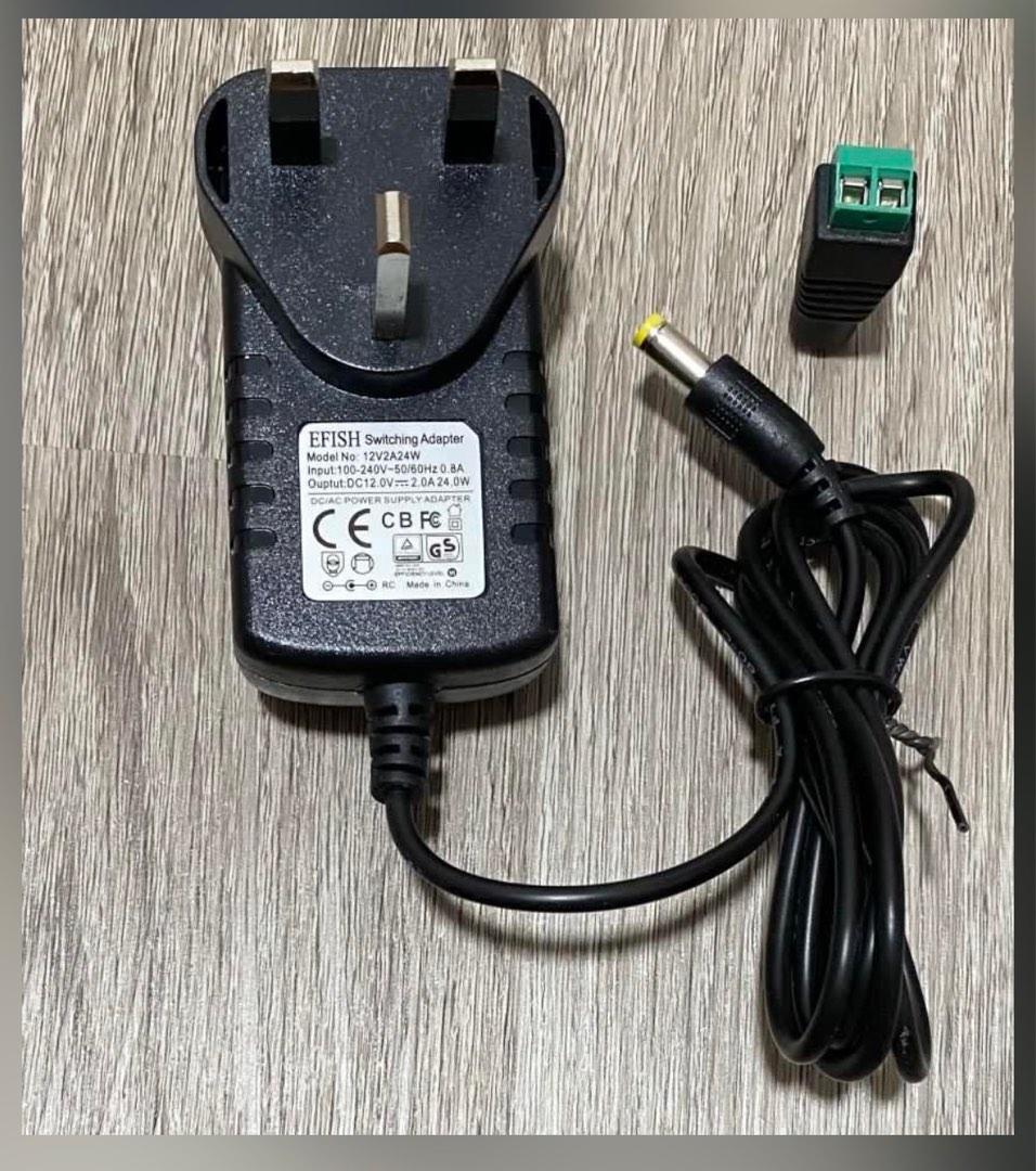 Efish switching adapter AC DC power charger 12V 2A, Computers & Tech ...