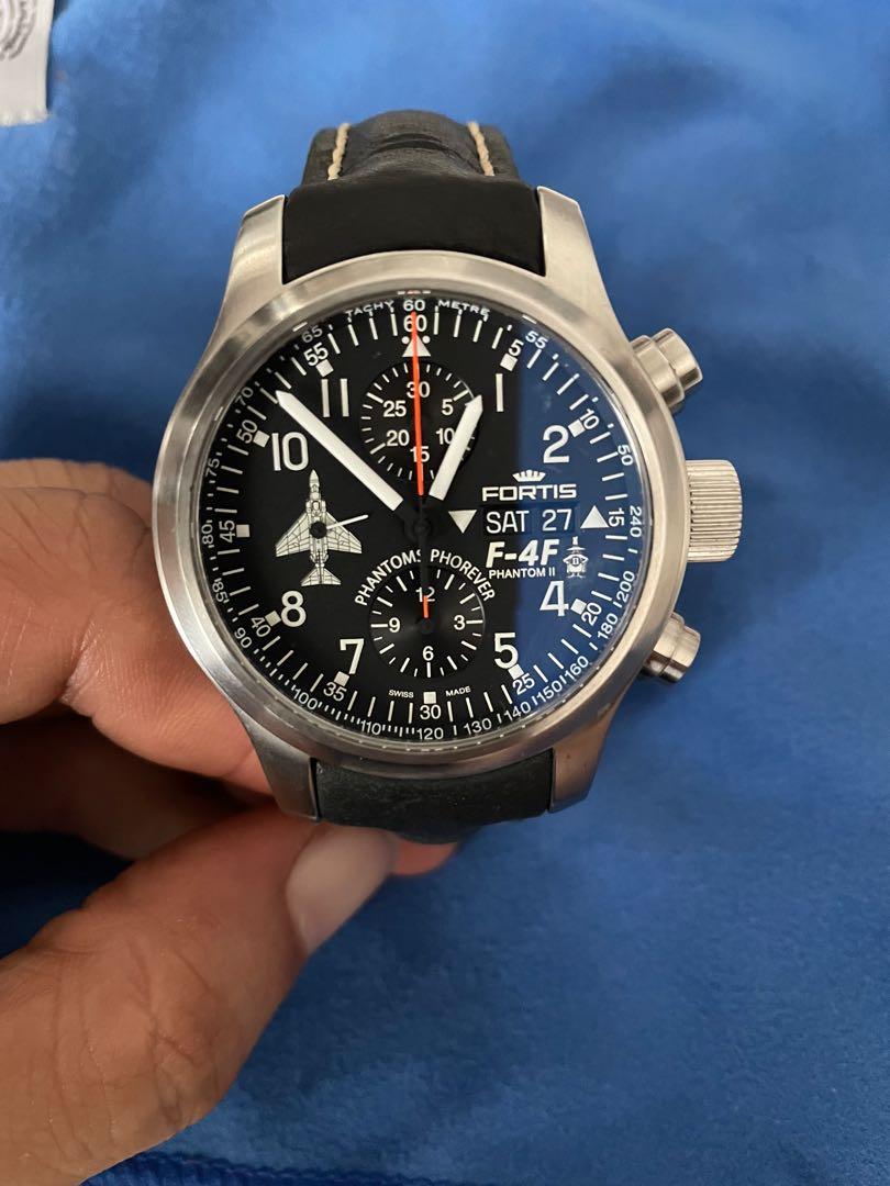 Fortis F-4F Aviator Chronograph Watch top gun air force pilot F4 F5 F15 ...