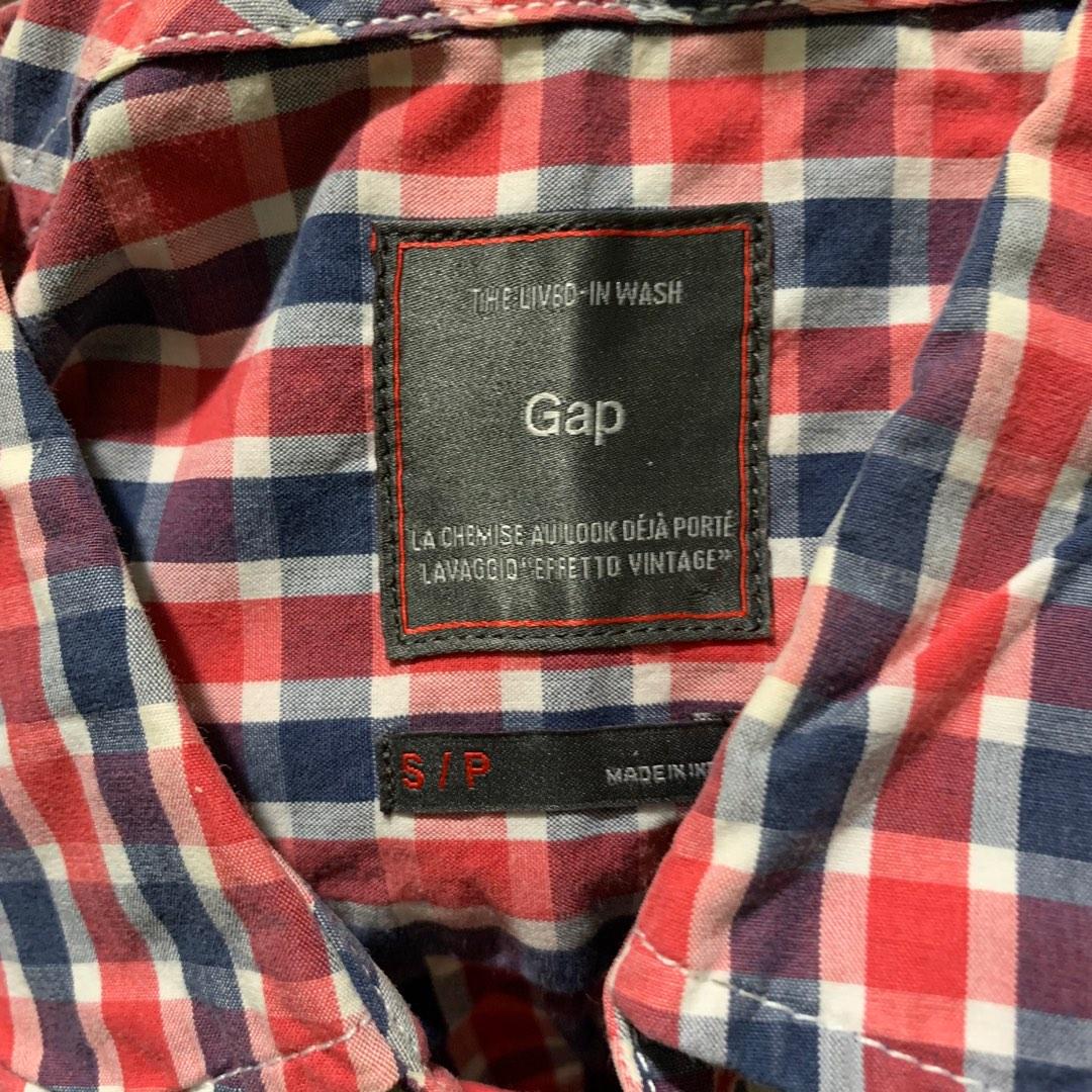 GAP Red Blue White Checkered Shirt, Men's Fashion, Tops & Sets, Tshirts ...