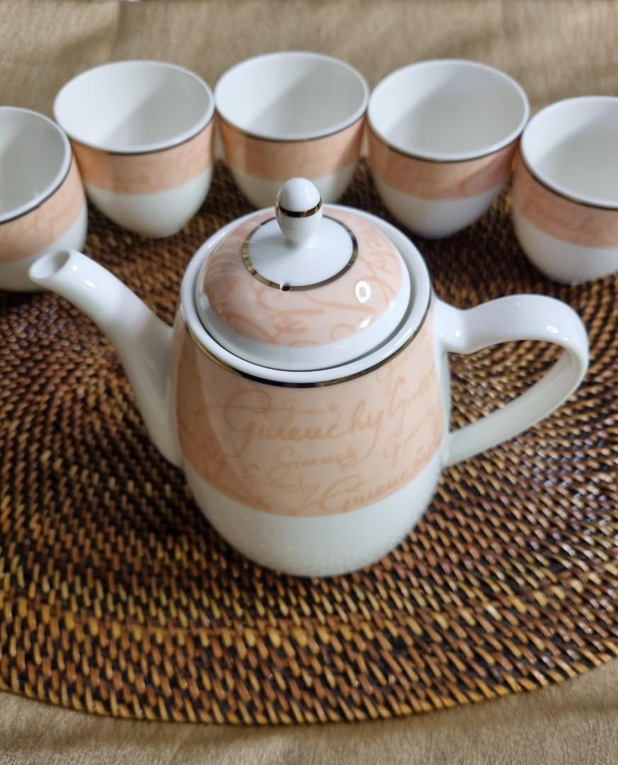 Givenchy Orange Cursive Logo Tea Pot Set, Furniture & Home Living ...