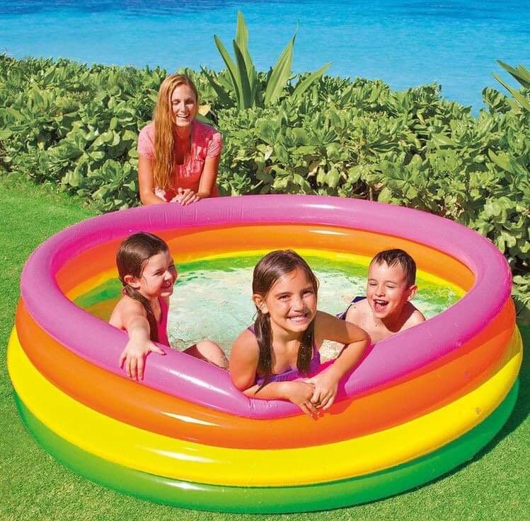 Intex Pool Inflatable Round 4 Layers Multi Color Rainbow 66x18 Inches ...