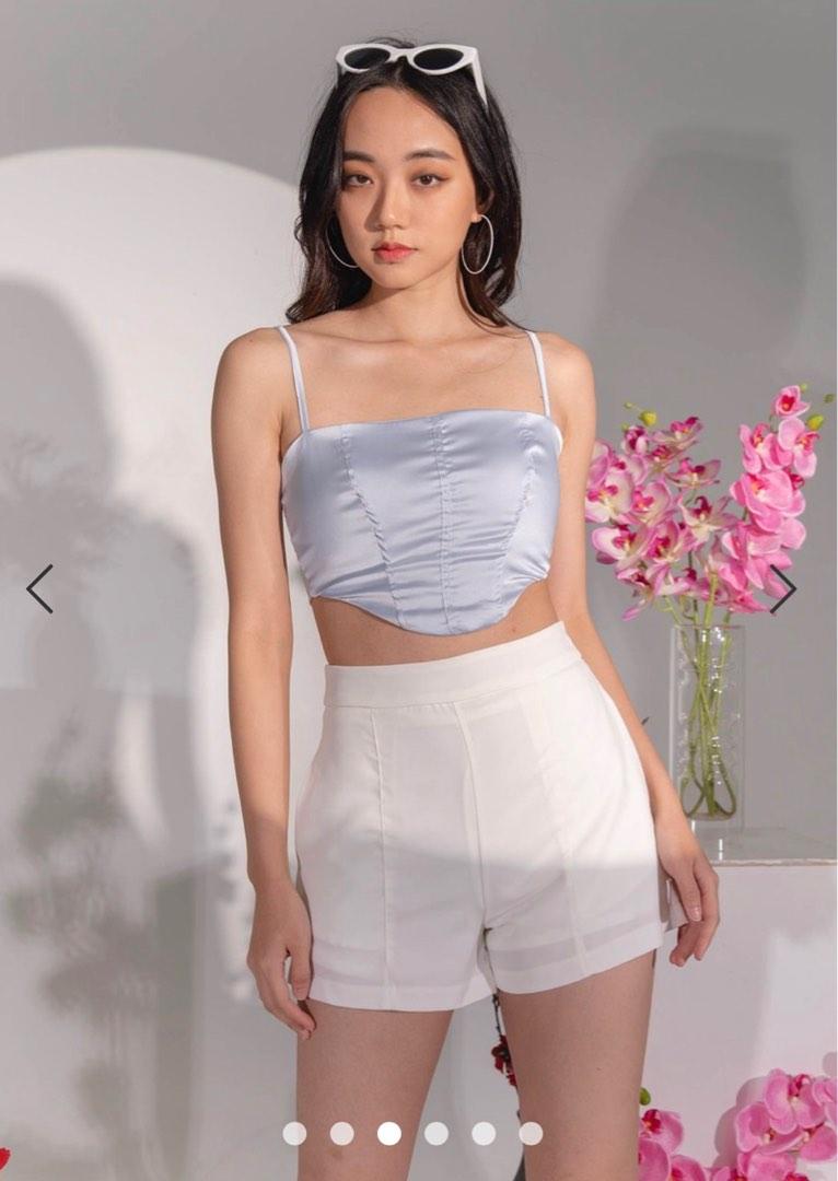 Jermae Corset Top in Lilac Blue, Women's Fashion, Tops, Sleeveless on Carousell