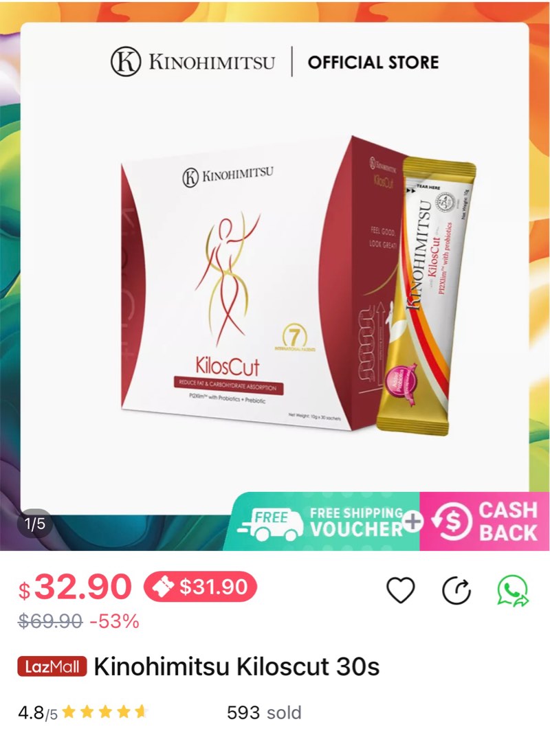Kinohimitsu kiloscut 20 packets, Health & Nutrition, Health Supplements ...