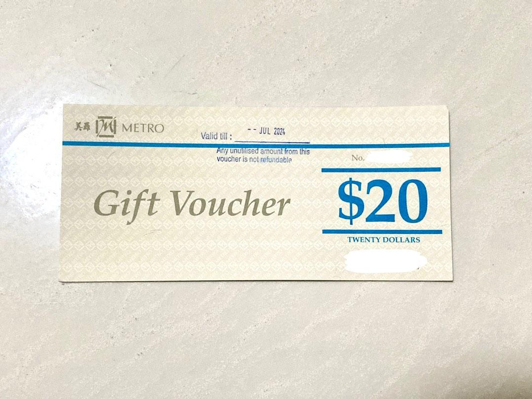 $200 Metro Gift Vouchers, Tickets & Vouchers, Vouchers on Carousell