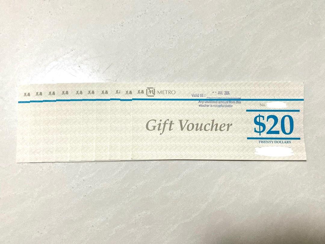 $200 Metro Gift Vouchers, Tickets & Vouchers, Vouchers on Carousell