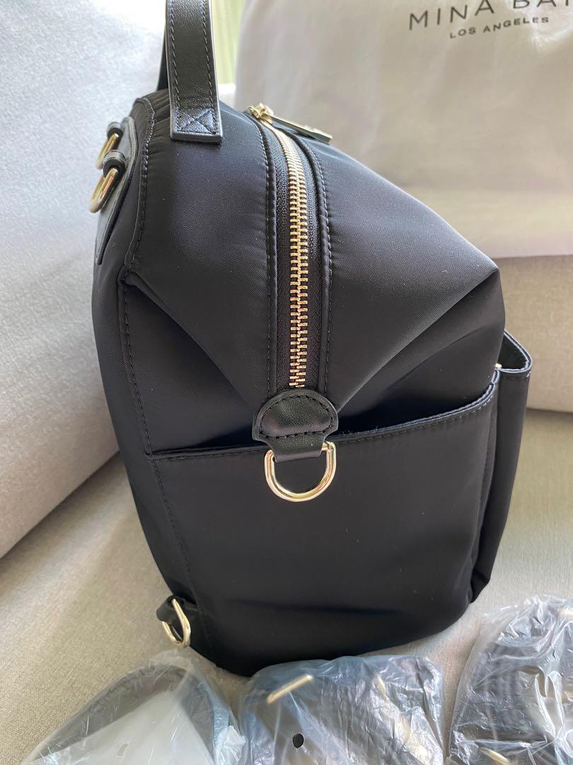 Mina Baie Nylon Mini Stevie Diaper Bag in Black & Gold, Babies & Kids ...