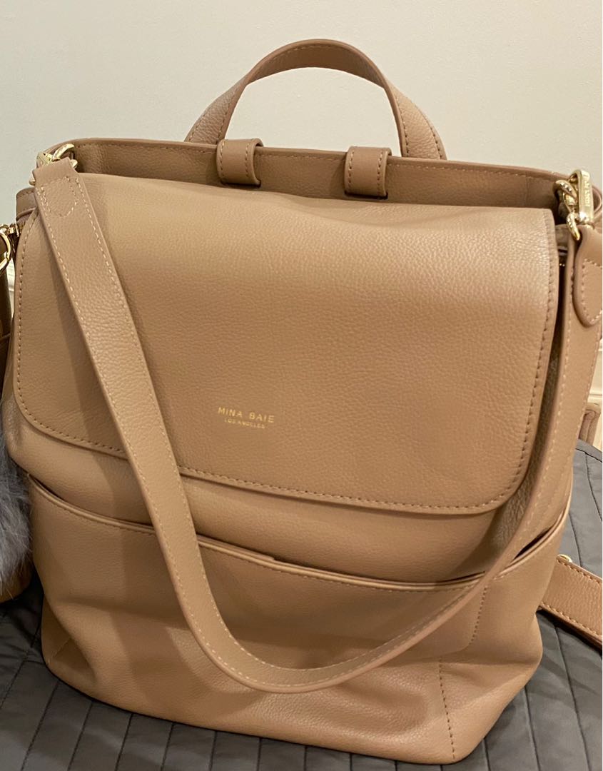 Mina Baie Oat Leather Mini Kinney Diaper Bag, Babies & Kids, Going Out ...