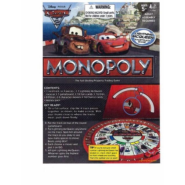 Monopoly Cars 2 Race Track Game-Lightning macqueen-kids monopoly ...