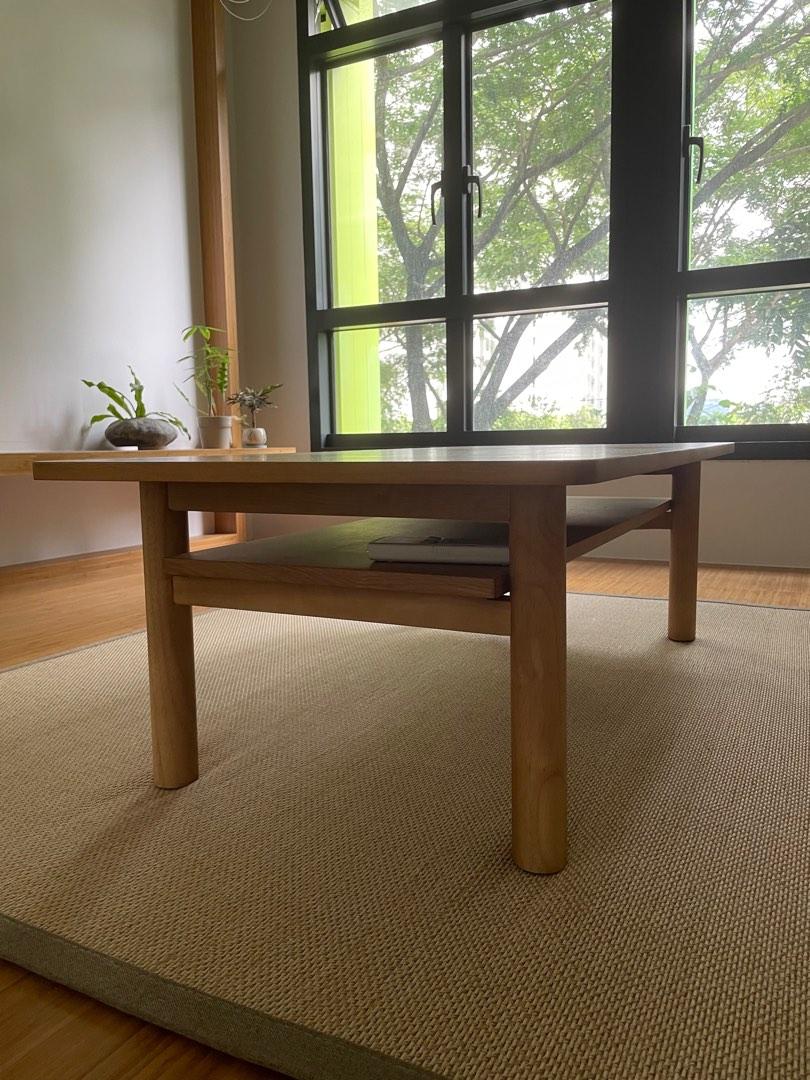 Muji Oak Low Table + Mat, Furniture & Home Living, Furniture, Tables ...