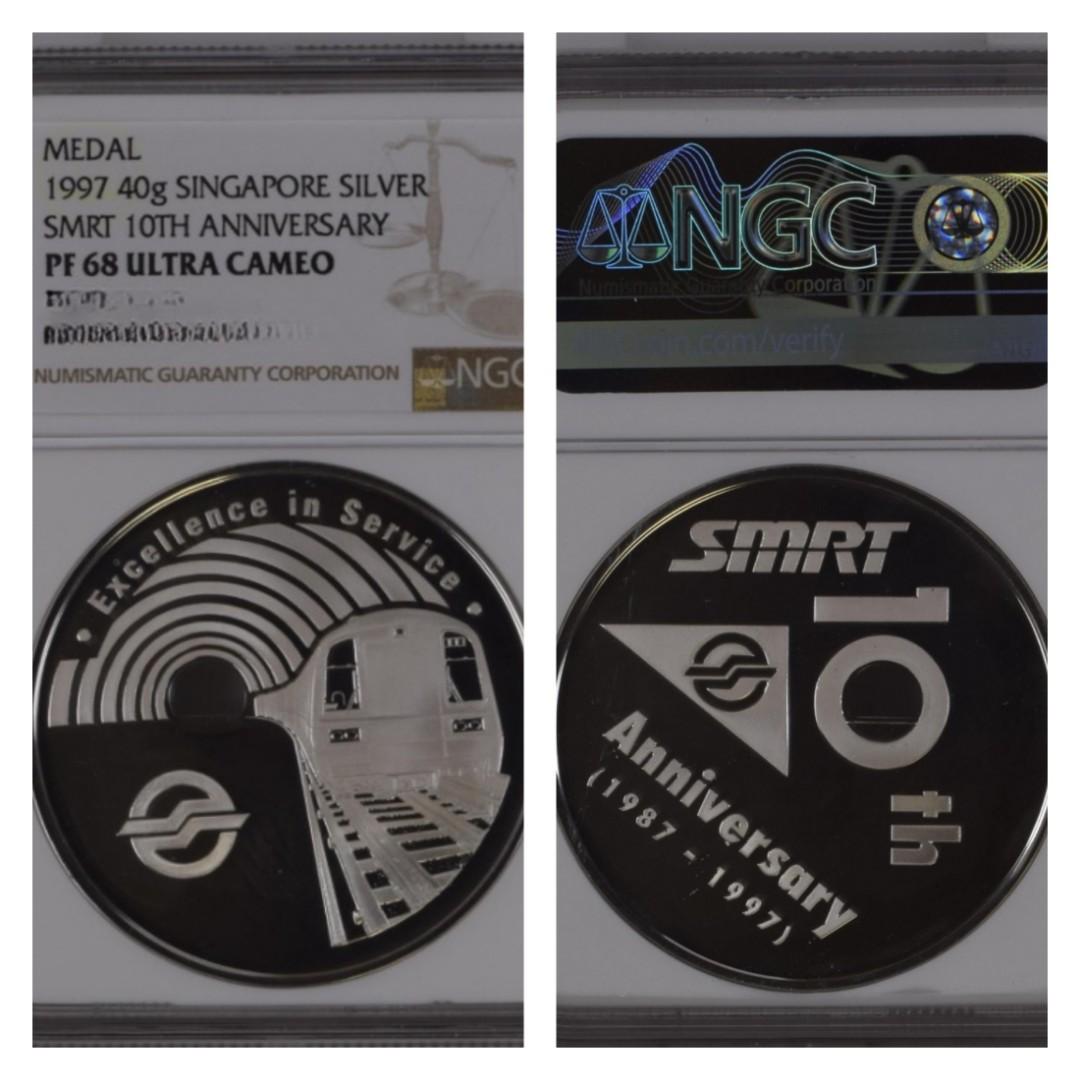 NGC graded - PF 68 ULTRA CAMEO Singapore Mass Rapid Transit -SMRT- 10th ...