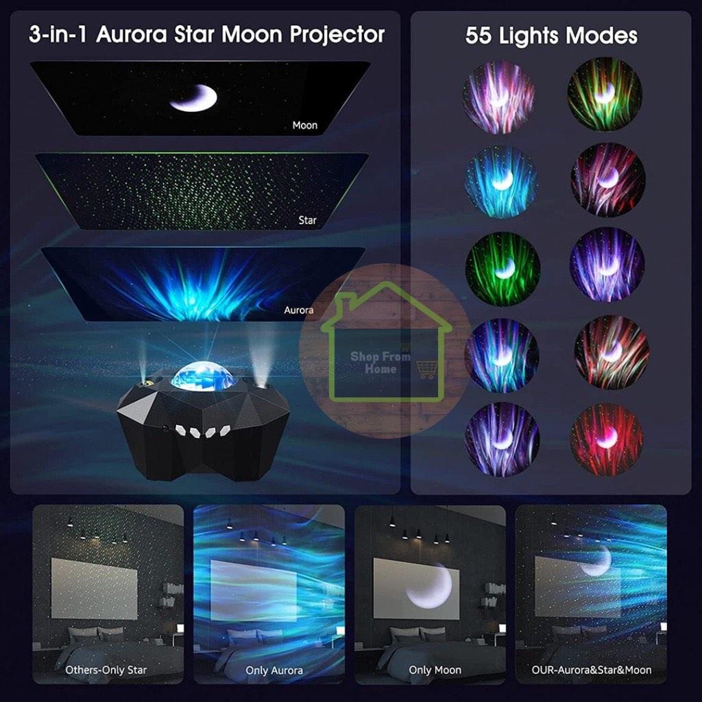 Northern Lights Aurora borealis Night Light Star Projector Nebula Moon ...