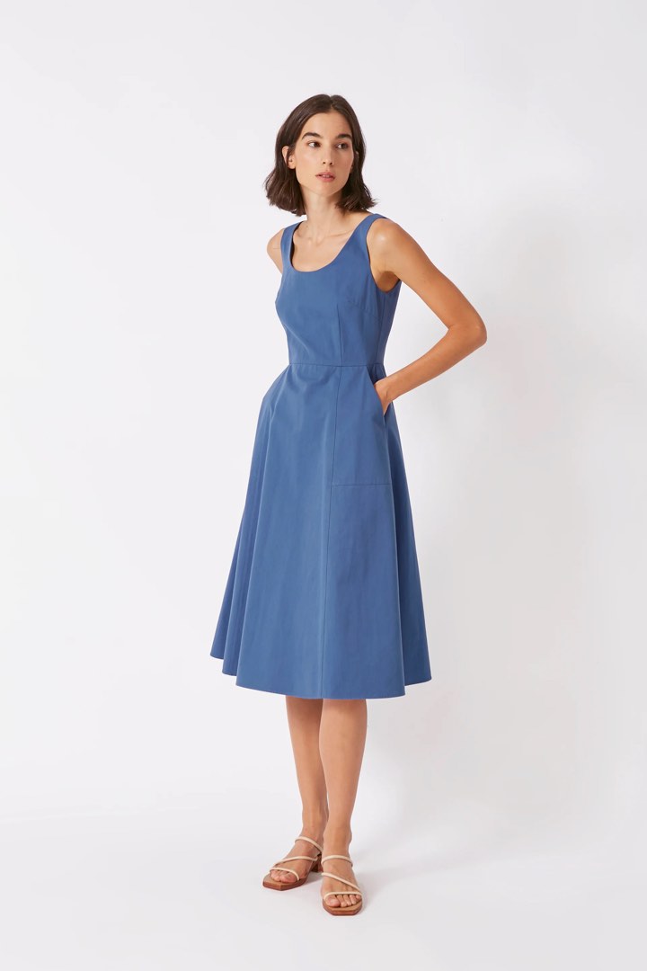 Our Second Nature OSN Scoop-Neck Midi Dress (Blue), Women's Fashion, Dresses & Sets, Dresses on ...
