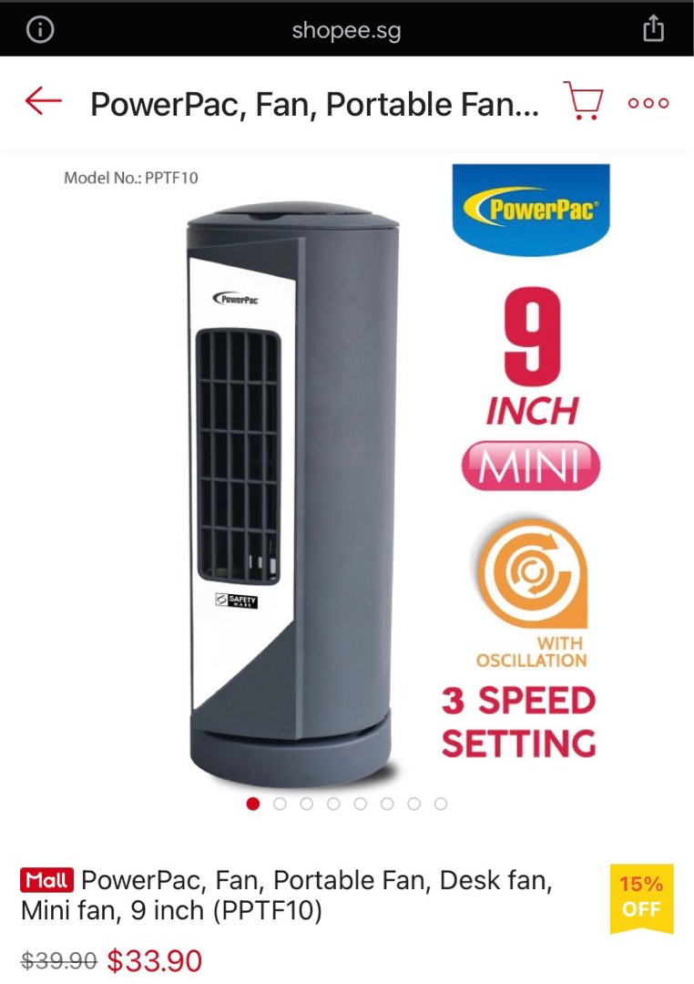 Powerpac desk fan, Furniture & Home Living, Lighting & Fans, Fans on ...