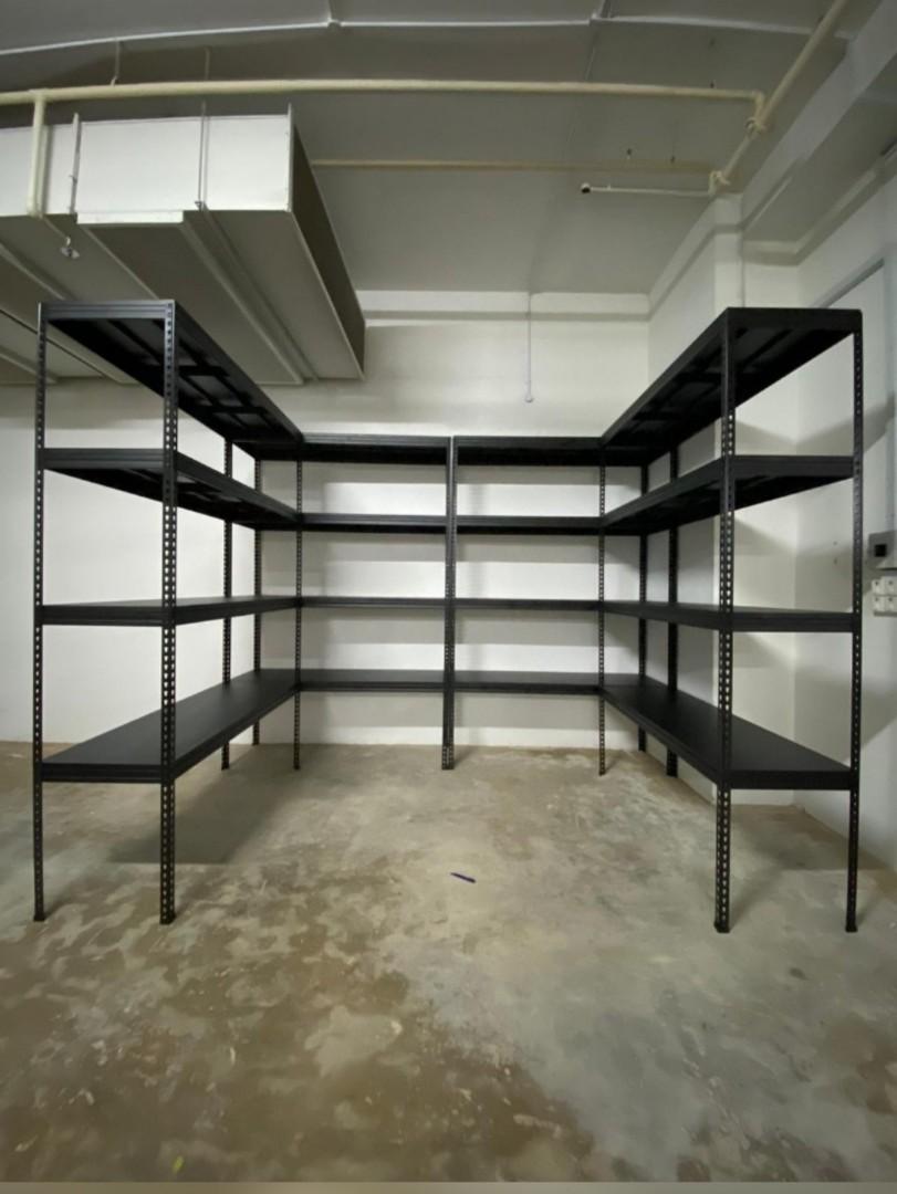 Premium Black Metal Boltless Rack, Metal Storage Rack, PVC Wood ...