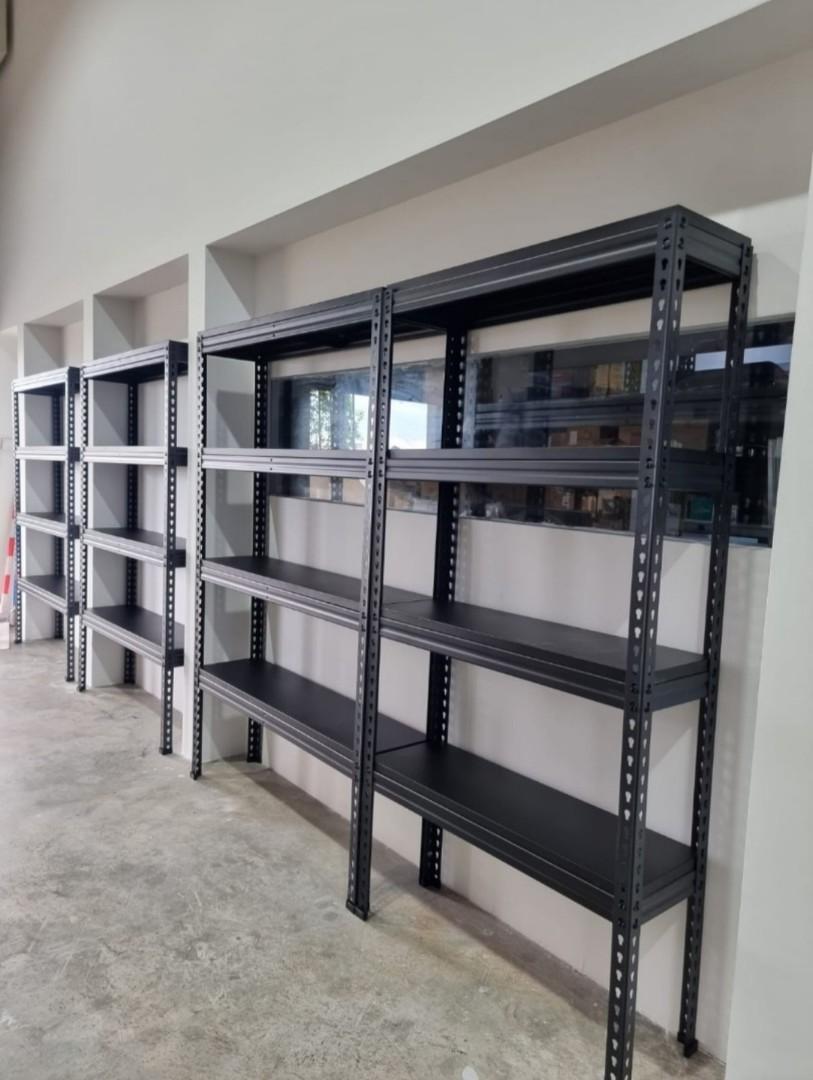 Premium Black Metal Boltless Rack, Metal Storage Rack, PVC Wood ...