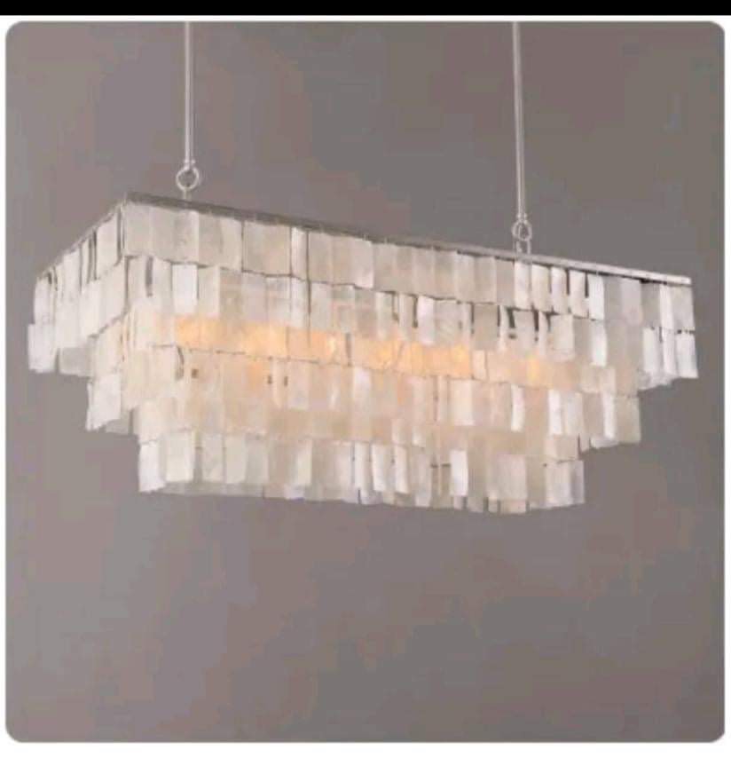 Rectangular Capiz chandelier, Furniture & Home Living, Lighting & Fans ...