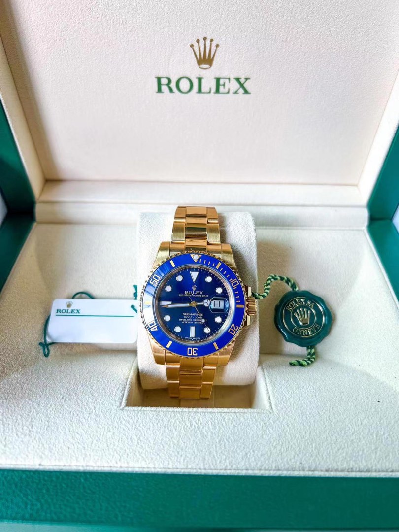 Rolex blue submariner - Full Gold, Luxury, Watches on Carousell