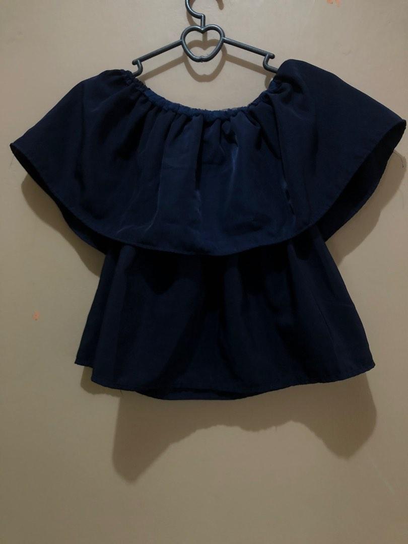 Sabrina navy, Fesyen Wanita, Pakaian Wanita, Atasan di Carousell