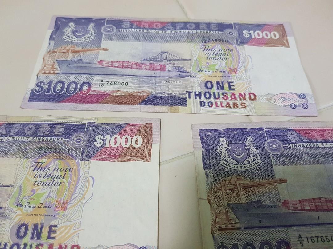 SGD $1000 notes, Hobbies & Toys, Memorabilia & Collectibles, Currency ...