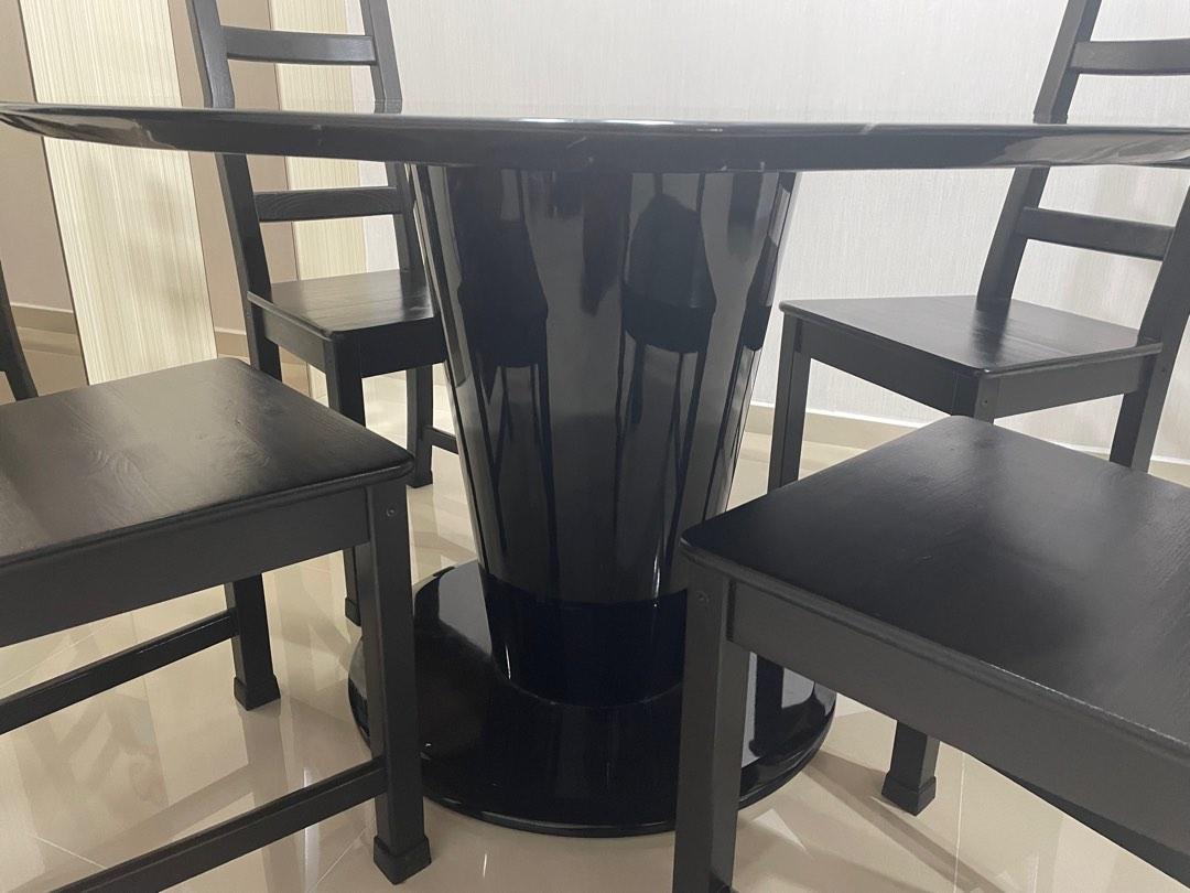 Sturdy Round Marble Dining Table Set, Furniture & Home Living ...