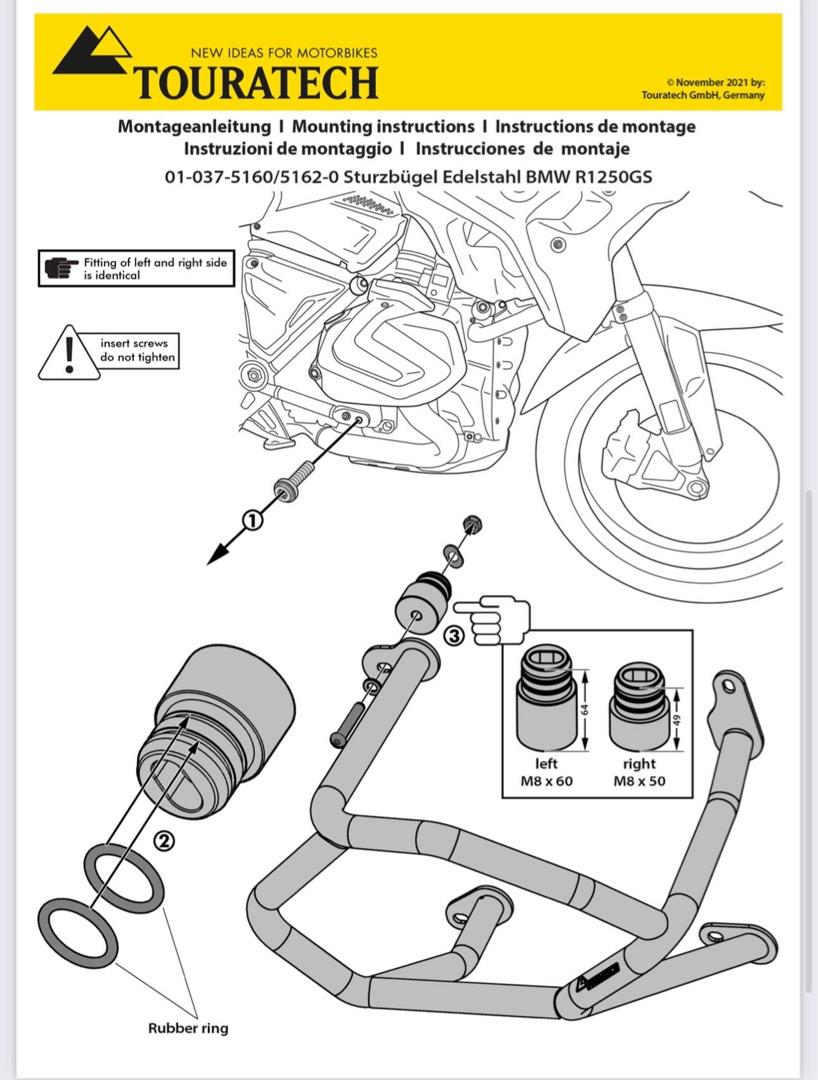 Touratech BMW GS1250 silver Engine crash bar, Motorcycles, Motorcycle ...