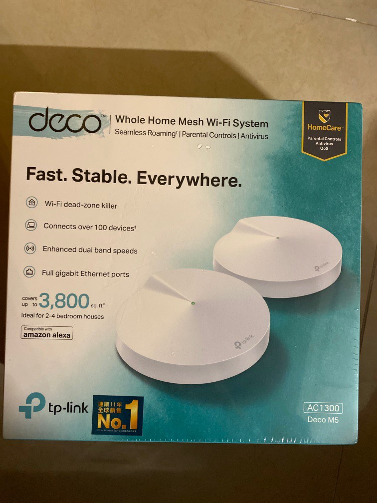 全新TP-Link AC1300 Whole-Home Wi-Fi Mesh Router Deco M5 (2件裝), 家庭電器, 其他家庭 ...