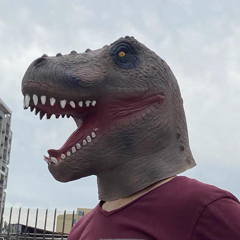 Tyrannosaurus Dinosaur Funny Scary Horror Latex Cosplay Mask Hilarious ...