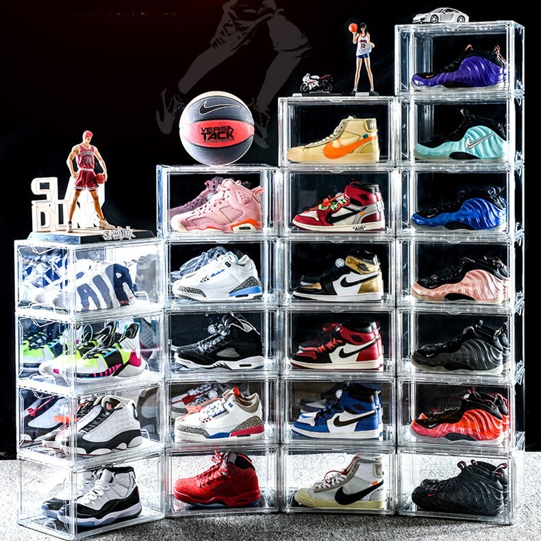Ultimate Big Capaity Full Transparent Magnetic Front/Side Drop Lid Shoe ...