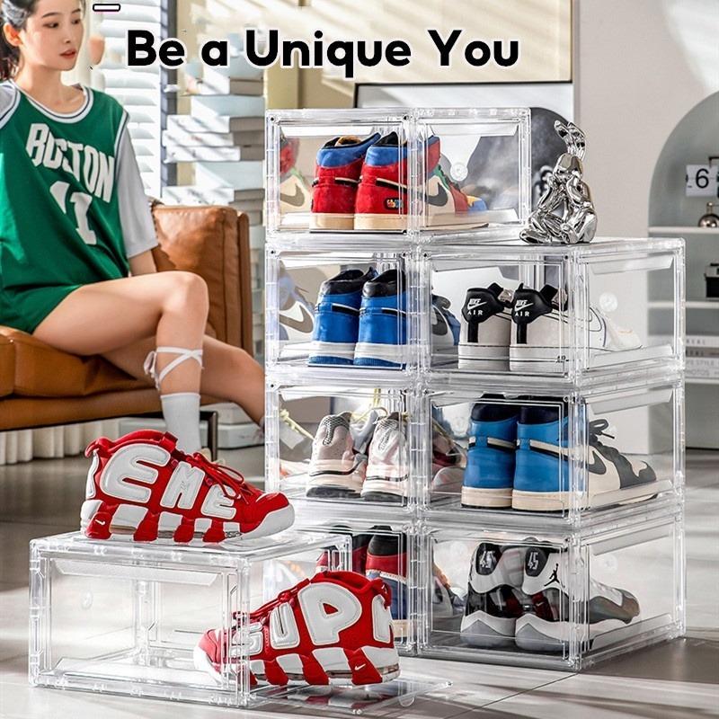 Ultimate Big Capaity Full Transparent Magnetic Front/Side Drop Lid Shoe ...