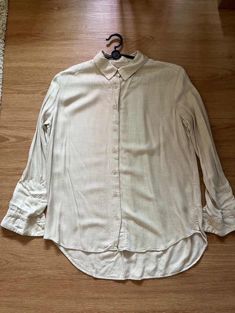 Uniqlo beige shirt, Women's Fashion, Tops, Blouses on Carousell