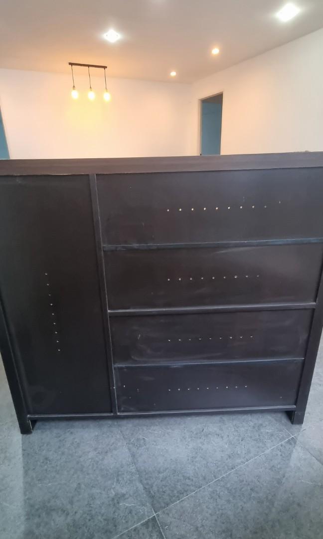 Vhive Dark mahogany 3 door shoe rack wood, Furniture & Home Living ...