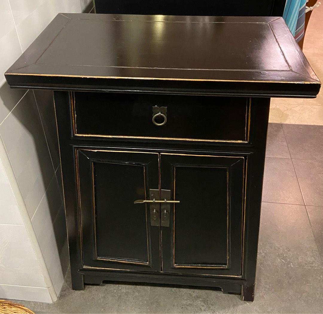 Vintage Chinese console in black lacquer elm wood, Furniture & Home ...