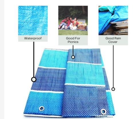 Waterproof Ground Sheet Blue PE Tarpaulin Canvas Groundsheet Cover ...