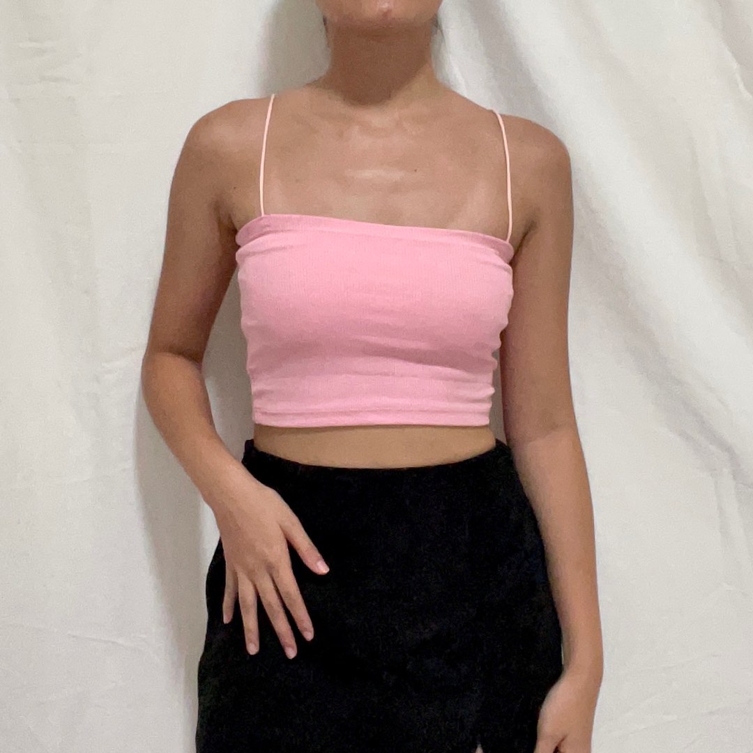 Zara Pink Knitted String Tube, Women's Fashion, Tops, Sleeveless on ...