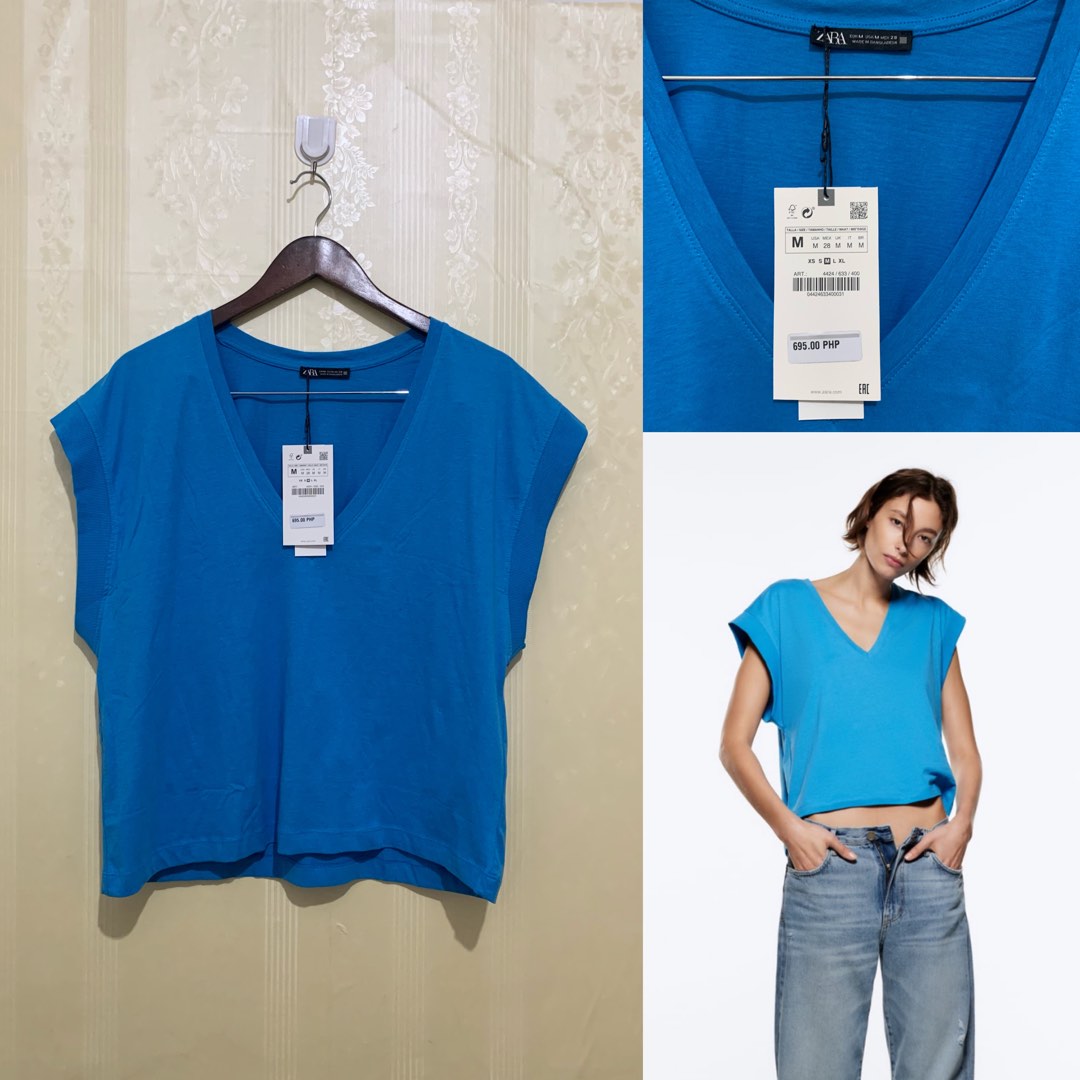 Zara v neck shirt, Women's Fashion, Tops, Shirts on Carousell