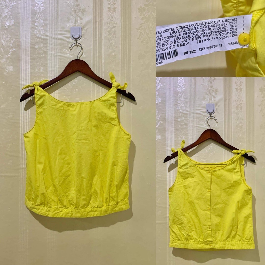 Zara yellow top, Women's Fashion, Tops, Blouses on Carousell