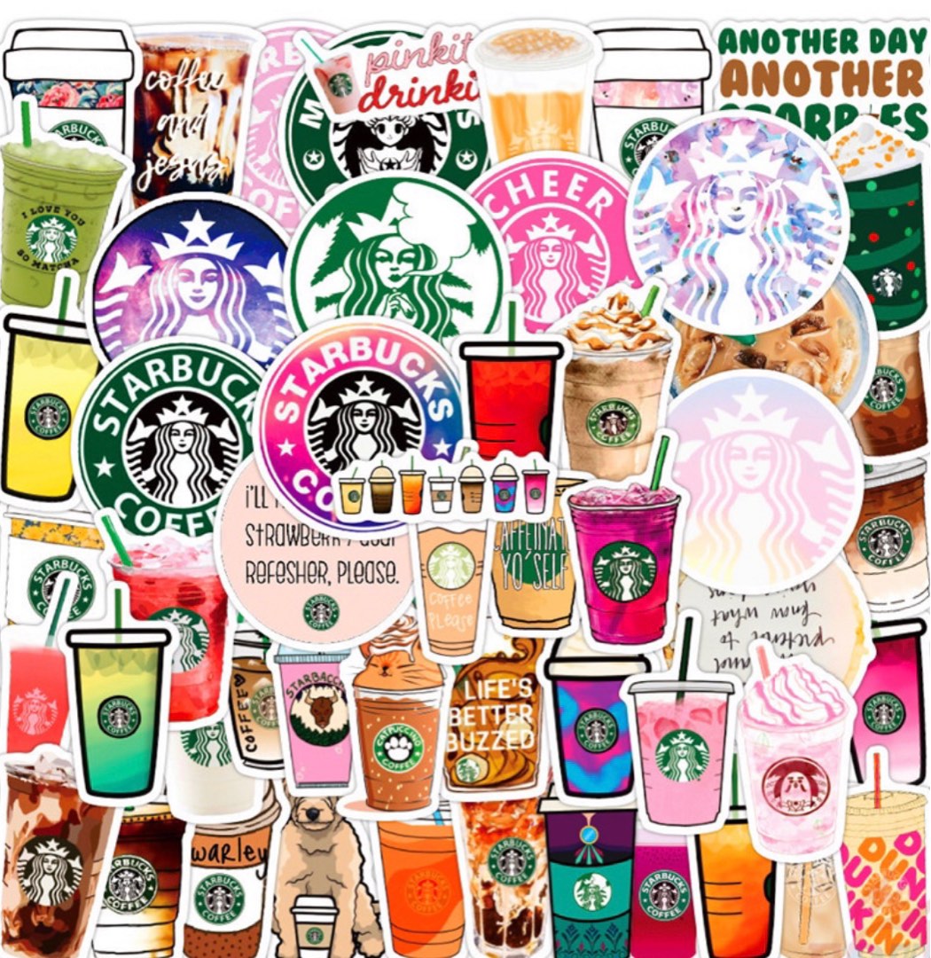 50pcs/set Starbucks Mixed Cola Coffee Decals Stickers, Hobbies & Toys ...