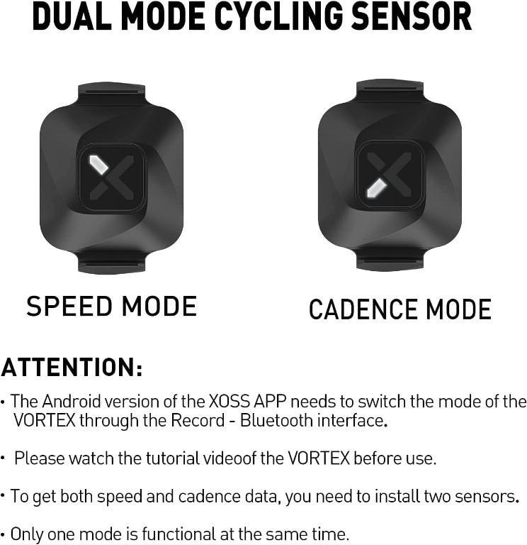 [673] XOSS VORTEX Speed Cadence Sensor Bike Bluetooth ANT+ Dual Modes ...