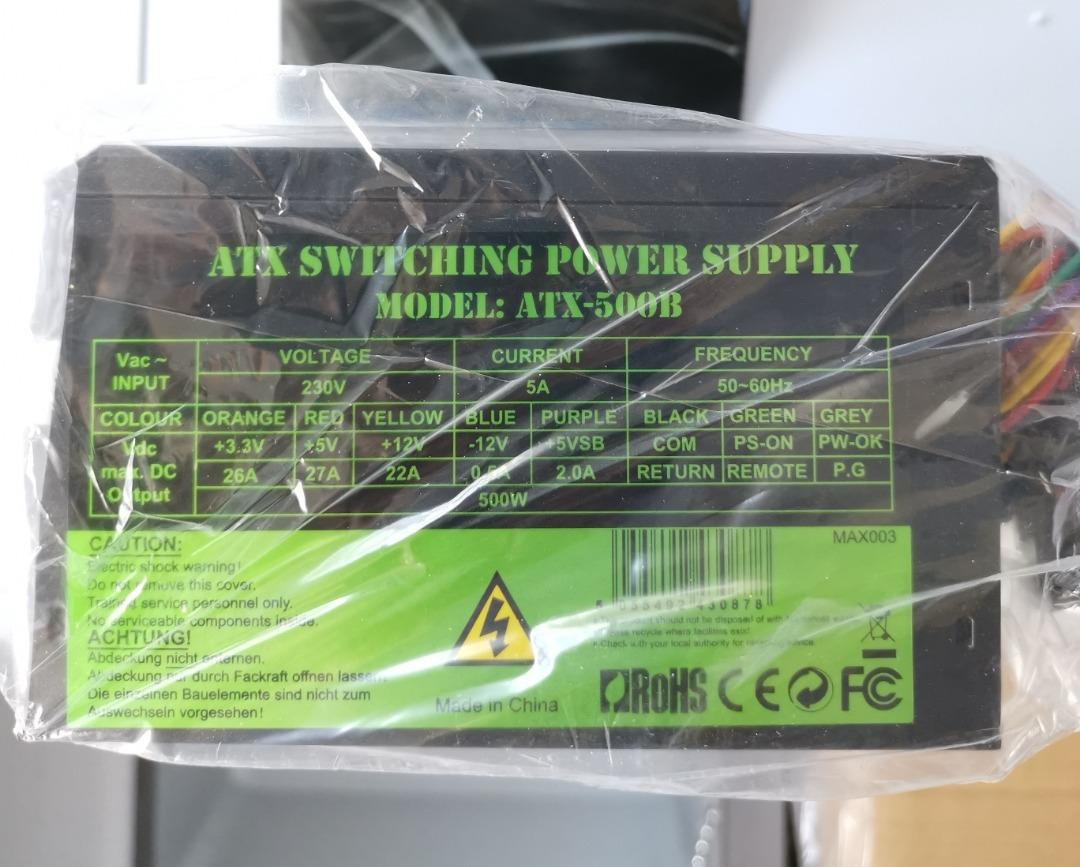 ATX SWITCHING POWER SUPPLY 500W 230V, Computers & Tech, Parts ...
