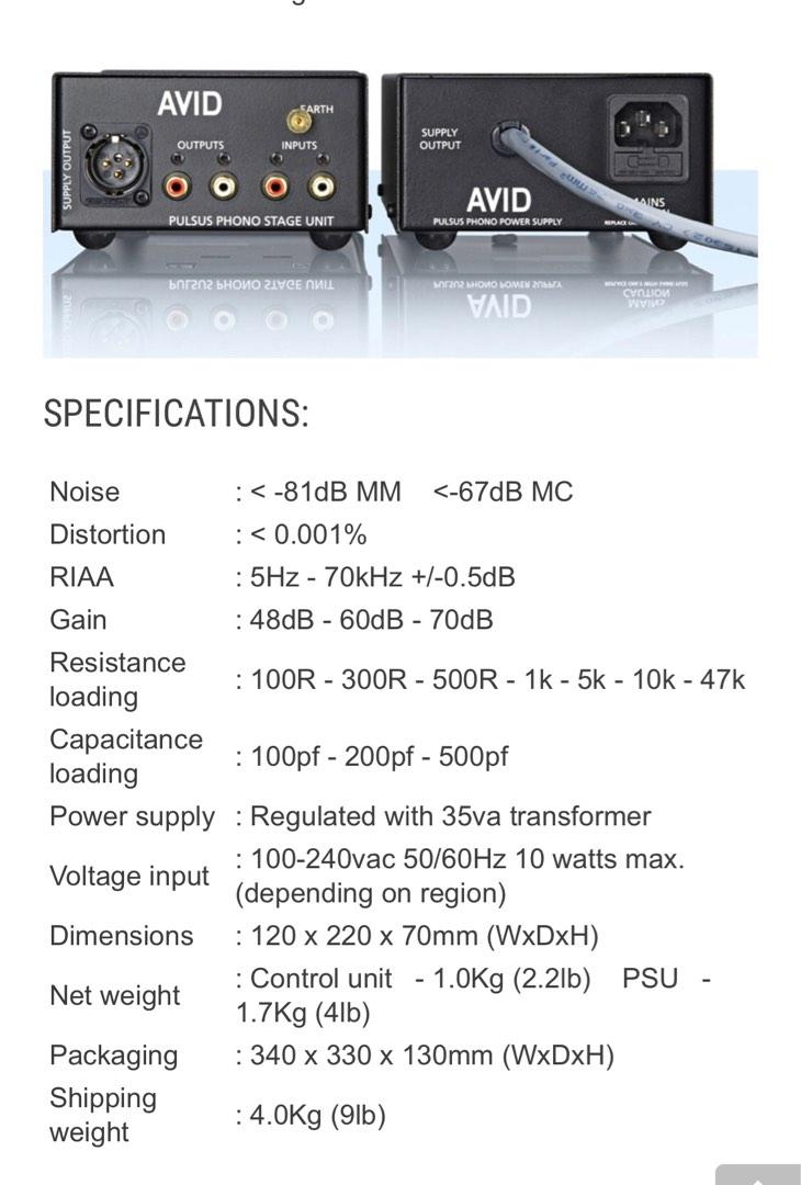 AVID PULSUS MM MC PHONO PREAMP, Audio, Other Audio Equipment on Carousell