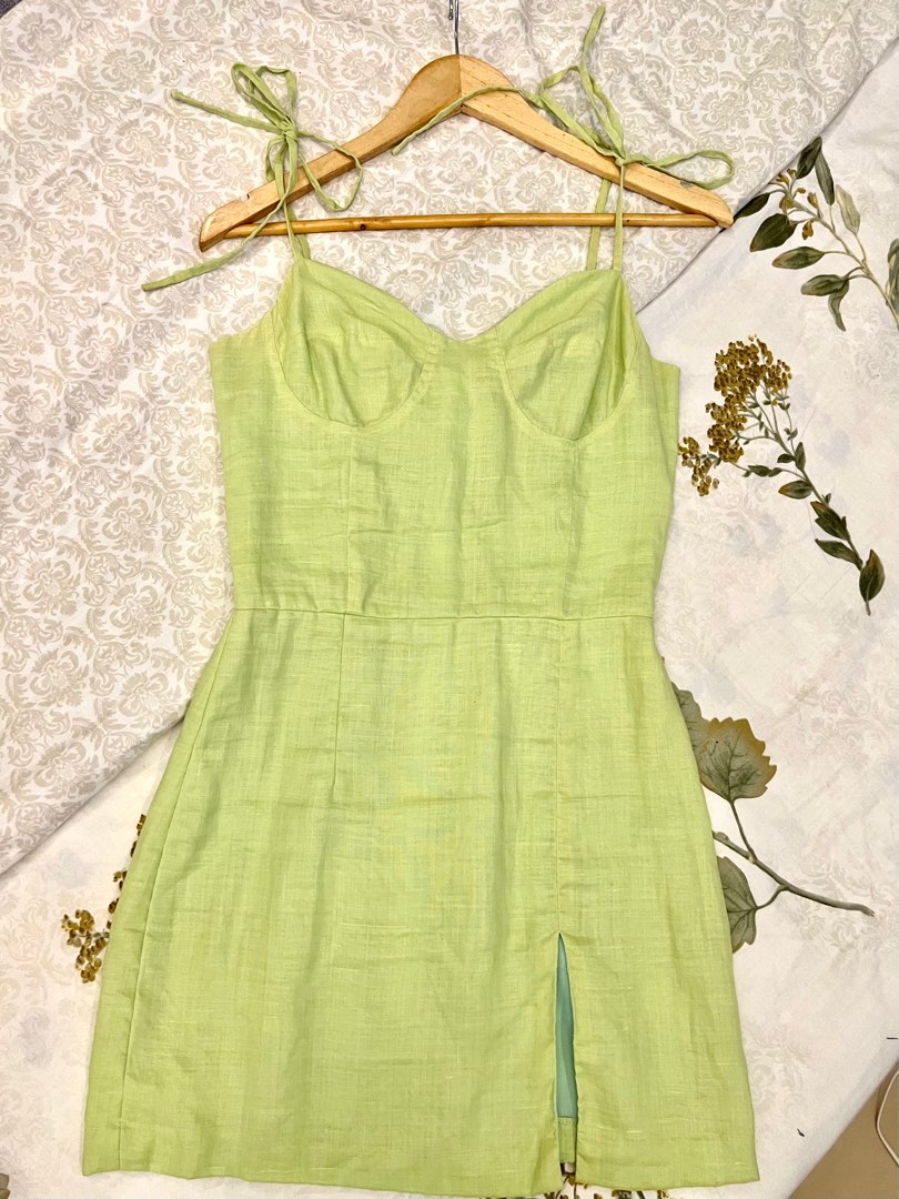 Avocado Green Dress with Slit, Women's Fashion, Dresses & Sets, Dresses ...