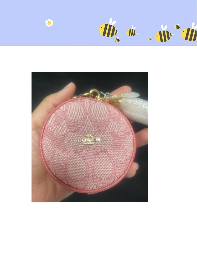 B674 : COACH Circular Coin Pouch In Signature Jacquard, Women's Fashion ...