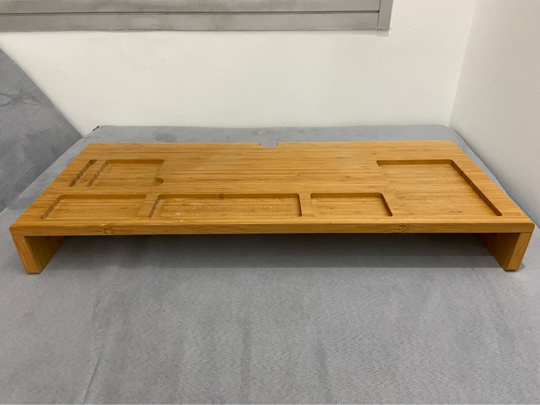 Bamboo Desktop Monitor Stand Riser cum Organizer, Furniture & Home ...