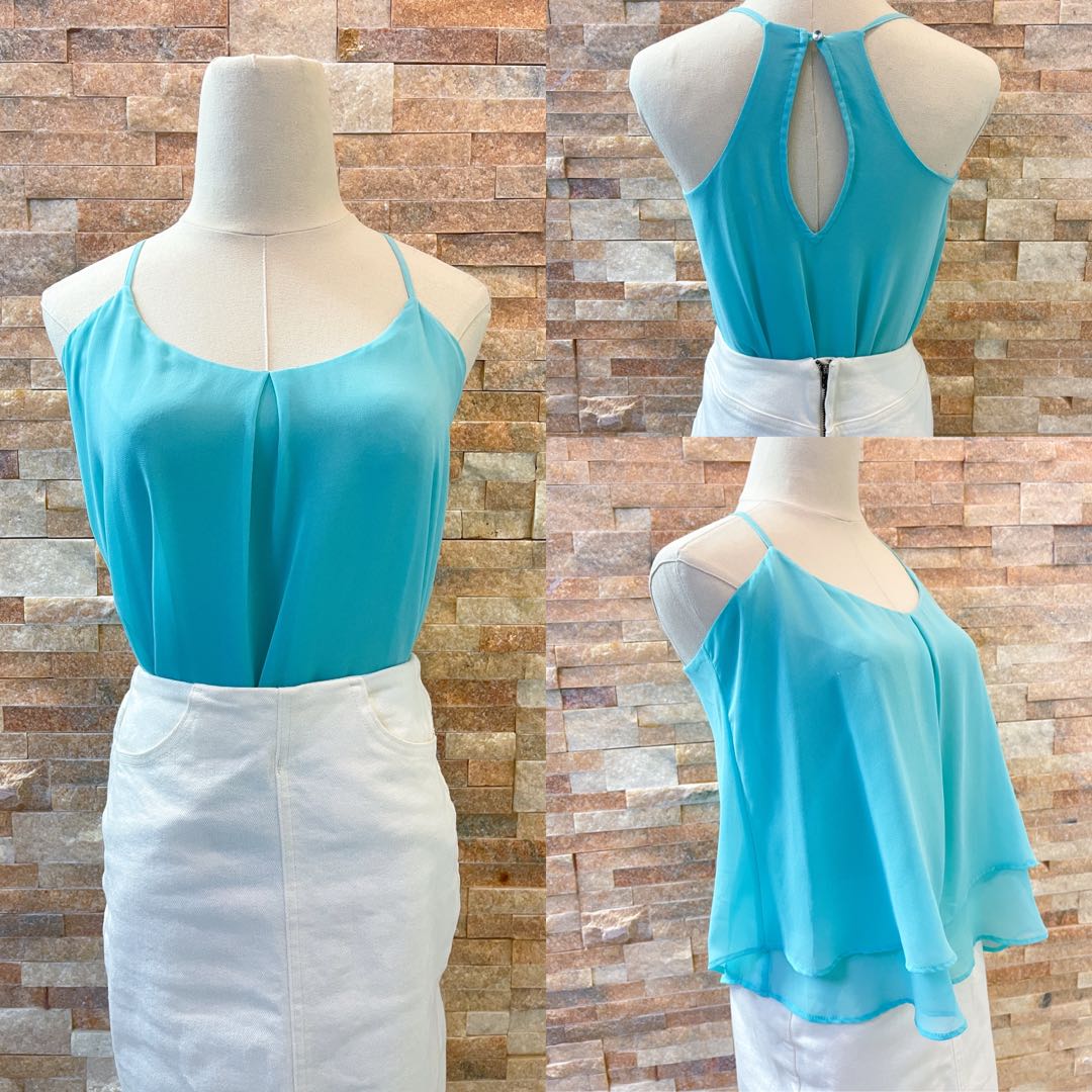 Bershka turquoise top, Women's Fashion, Tops, Sleeveless on Carousell