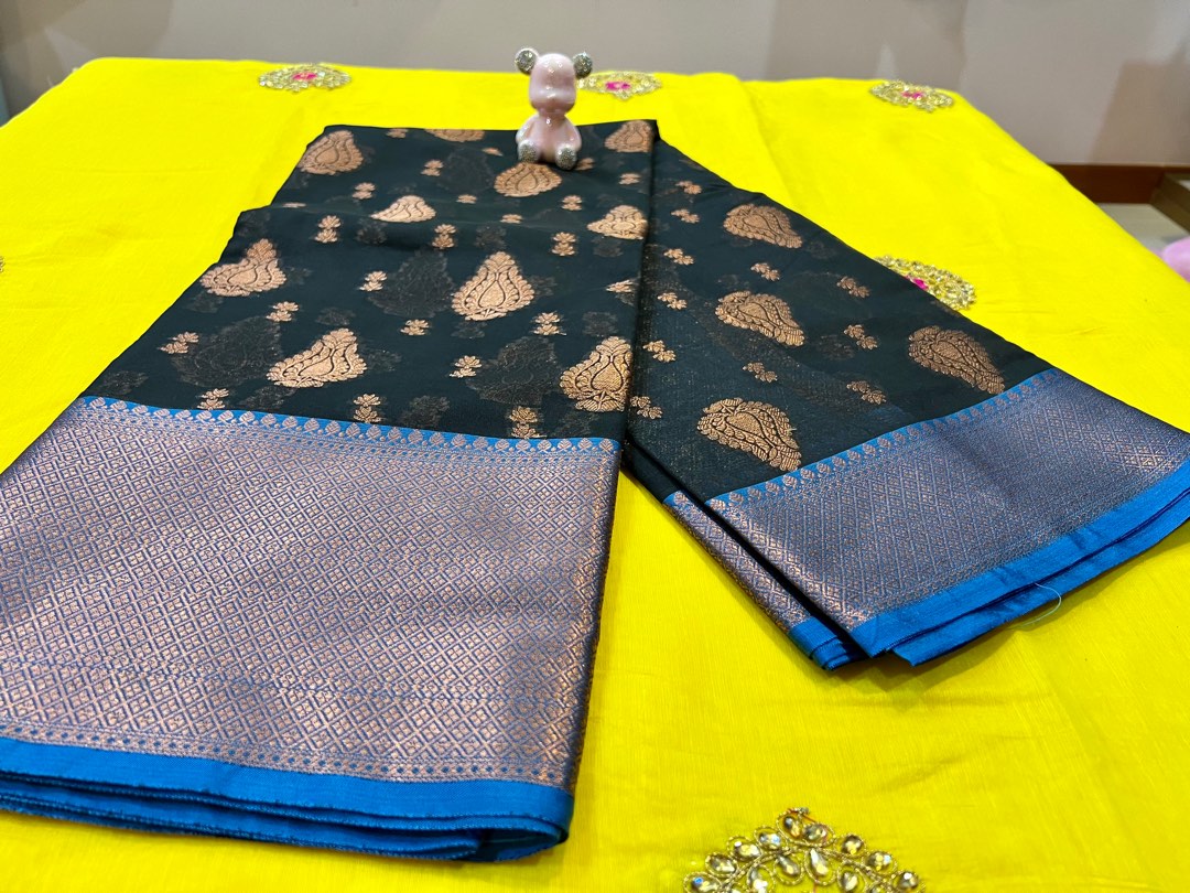 Black translucent Saree, Women's Fashion, Dresses & Sets, Traditional ...